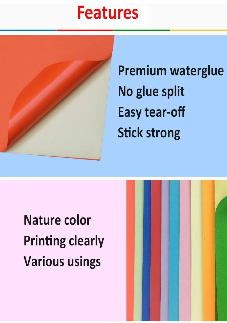 Etiquette,Papier autocollant A4, étiquette adhésive colorée, colle à ...