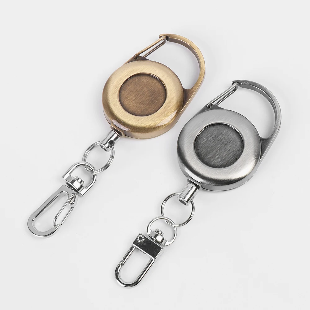 1pc Retractable Keyring Keychains Stainless Steel Reel Clip Badge ...