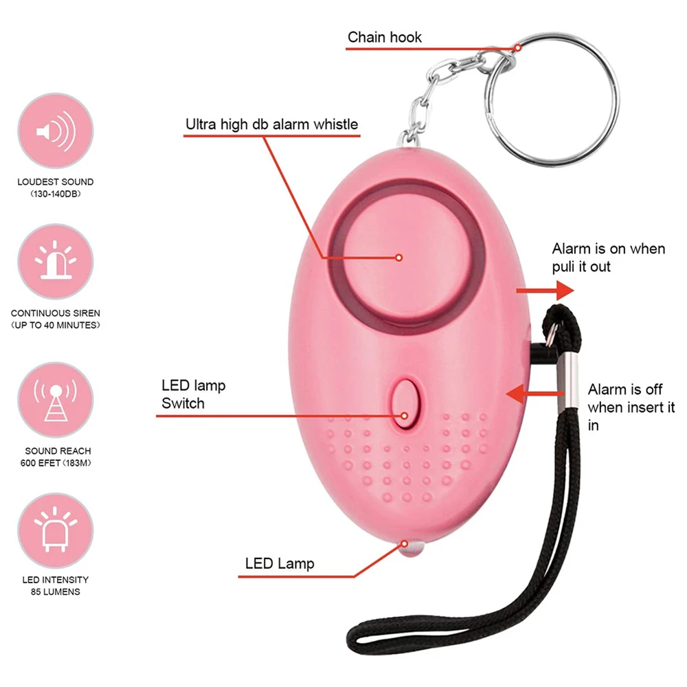 140dB Security Protect Alert Scream Loud Emergency Alarm Keychain ...