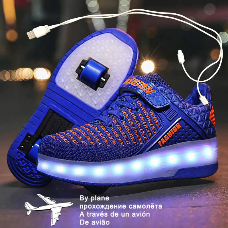 Novo um rodas de carregamento usb moda meninas meninos led luz roller ...