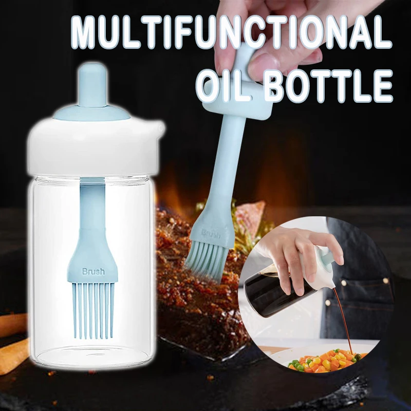 Kitchen Oil Bottle Dispenser With Silicone Brush Cooking Baking Bbq ...