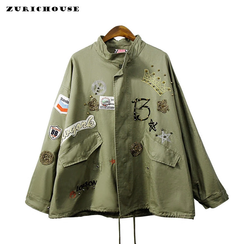 Zurichouse Punk Rivet Jacket Women Military Army Green Outwear 2021 ...