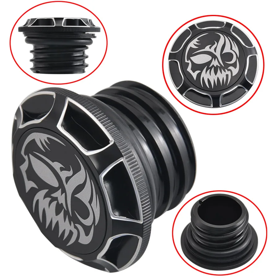 Black Motorcycle Fuel Gas Tank Cap Oil Cap Cover Trim For Harley ...