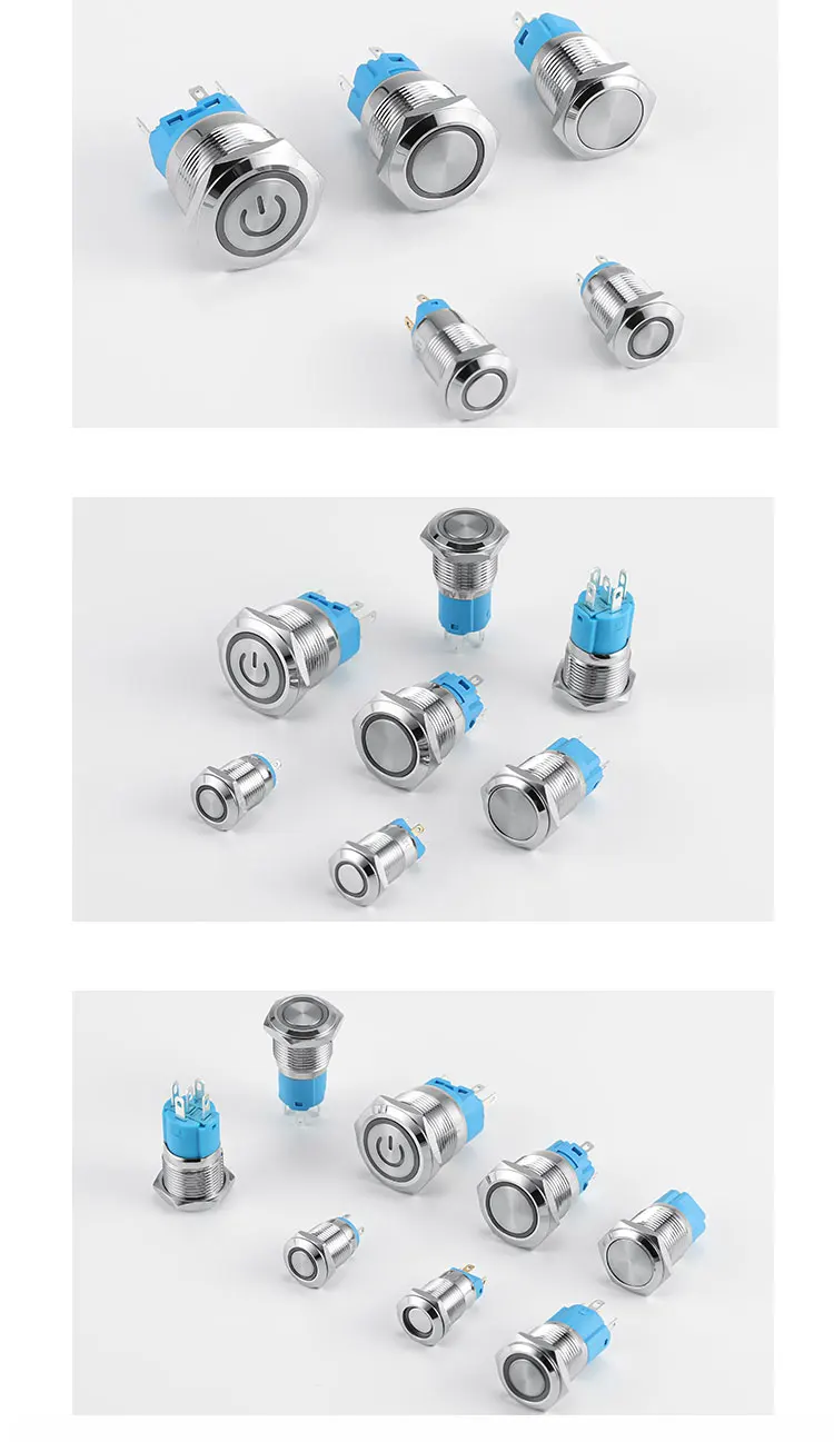 12mm 16mm 19mm 22mm metal push button switch power button LED light ...