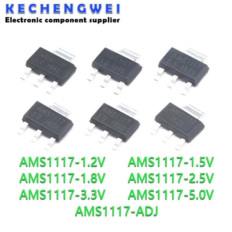 50pcs Ams1117 Series Ams1117-3.3v Ams1117-adj Ams1117-1.8v Ams1117-1.2v ...