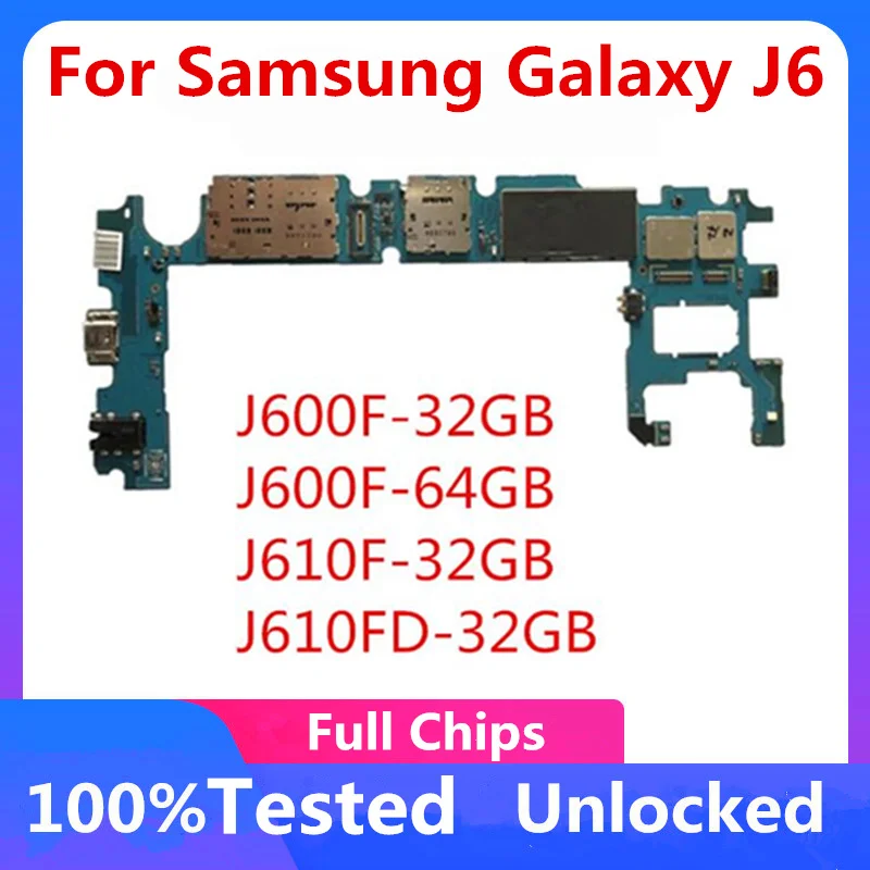 마더 보드 삼성 갤럭시 J6 J600F J610F J610DS 마더 보드 로직 보드 32 기가 바이트 64 기가 바이트 ...