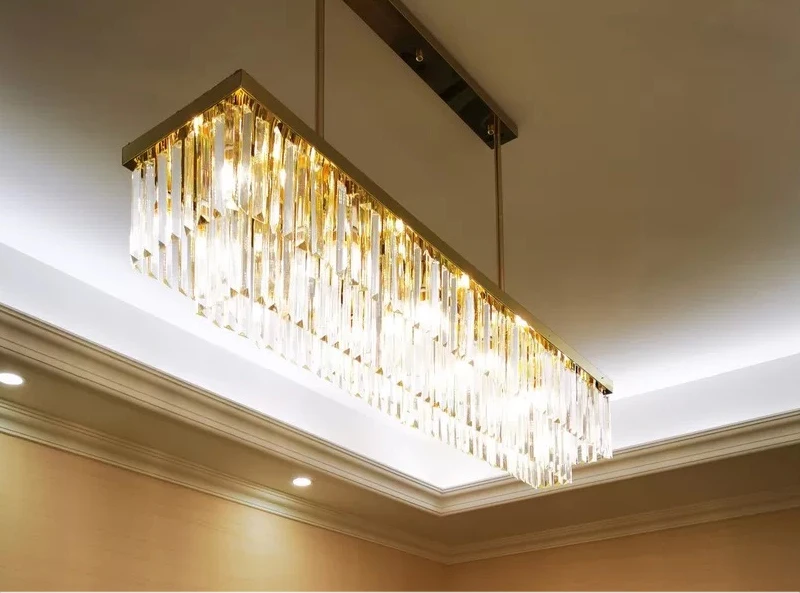 Shop Modern Crystal Gold Rectangle Chandelier for Dining, Kitchen – Toplightstore