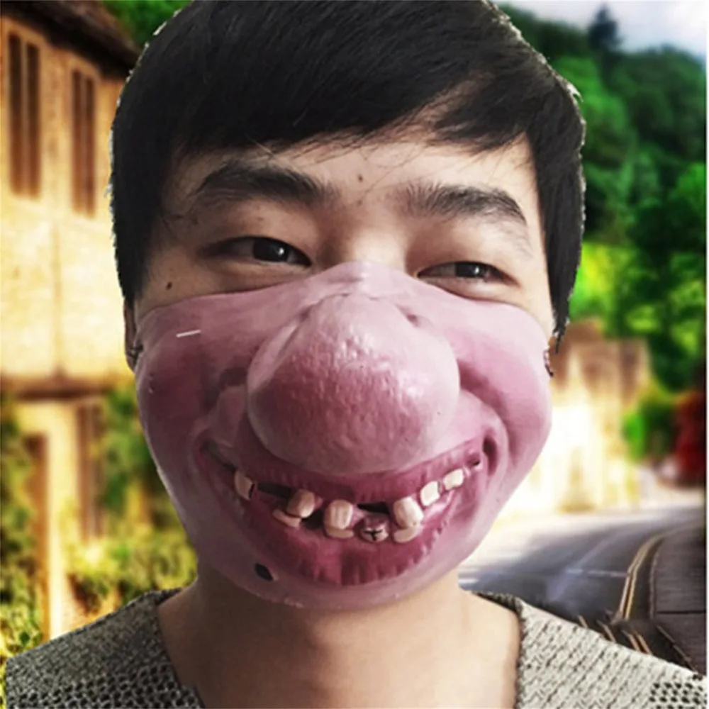 Men Women Latex Big Nose Funny Scary Horrible Latex Mask Half Face ...
