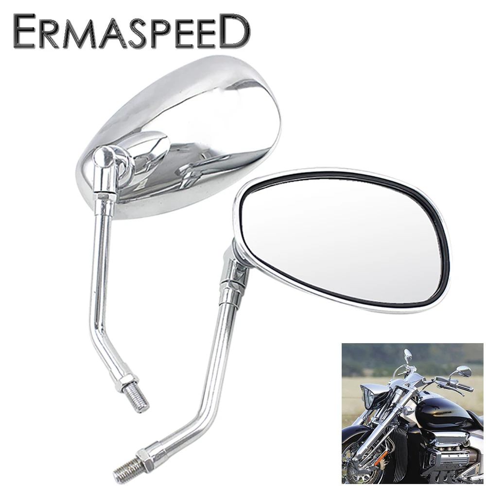 Universal 10mm Chrome Rearview Mirrors Motorcycle Motocross Scooter E ...