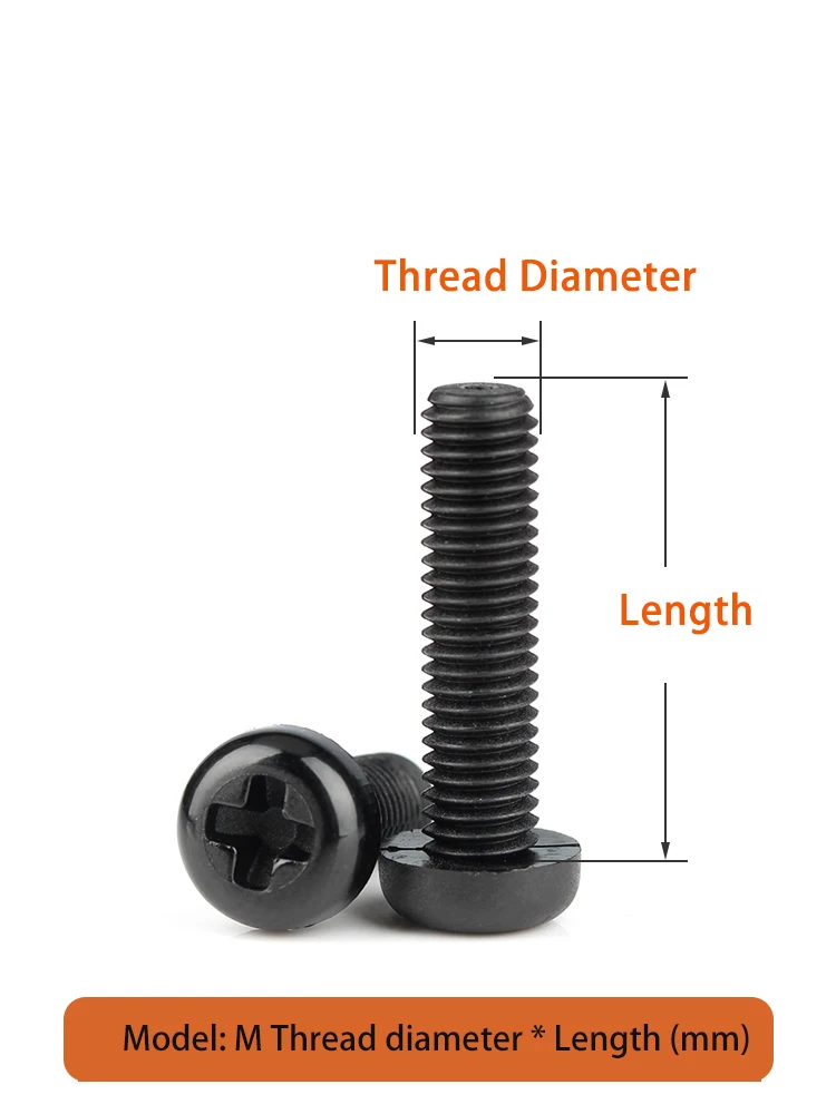 VIS,M5(20PCS)-25mm--Vis À Tête Cylindrique Phillips En Nylon Noir, 10-20-50 Pièces, M2 M2.5 M3 ...