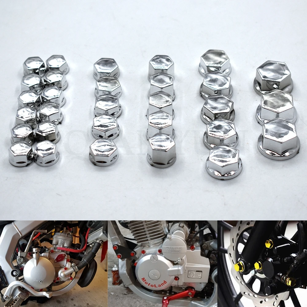 30pcs-set-Chrome-Plating-Plasti-Motorcycle-Screw-Nut-Cover-Cap-Nut-Bolt ...