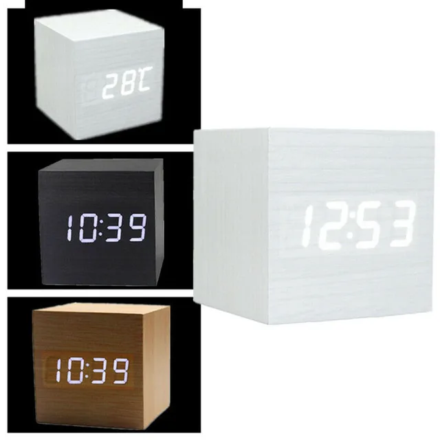 Ultra Modern Wooden Led Clock Woodsquare Cube Digital Wholesale Cube
