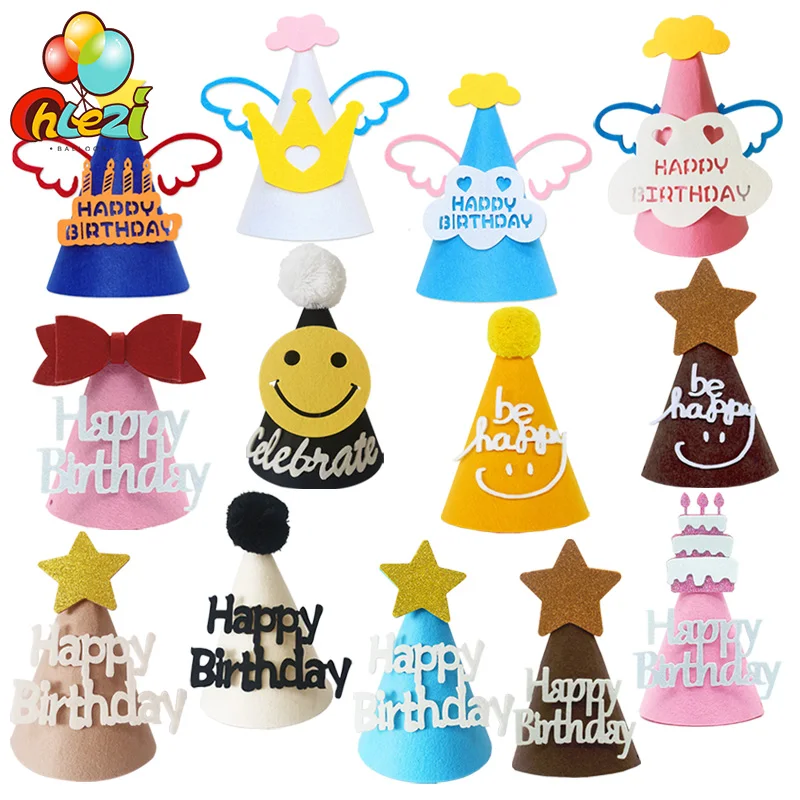 1pcs-Cute-Birthday-Hat-Pink-Blue-Non-woven-Felt-Birthday-Caps-Boy-Girl ...