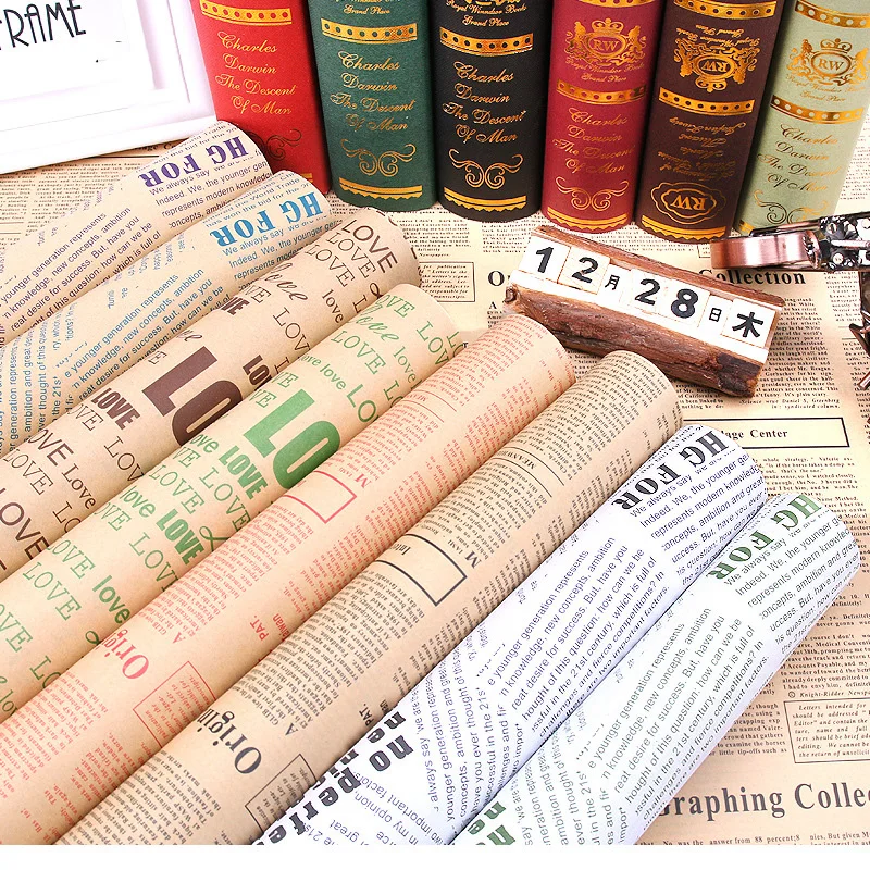 Rolled Packaging 5Pcs/Set 50*70cm Vintage Kraft Wrapping Paper Bouquet ...