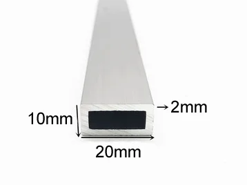 10X20 Mm, Vastag 1 Mm/2 Téglalap Alakú Alumíniumcső Profil, 6063 ...