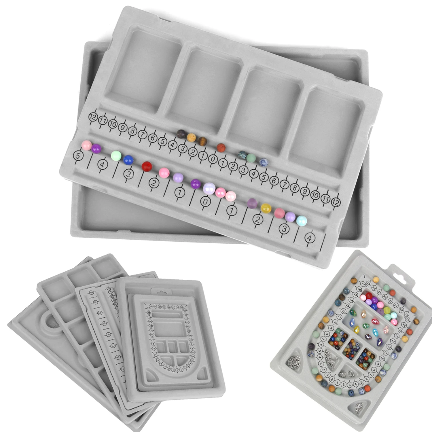 Gray-Flocked-Bead-Board-Bracelet-Beading-Organizer-Tray-Design-Craft ...