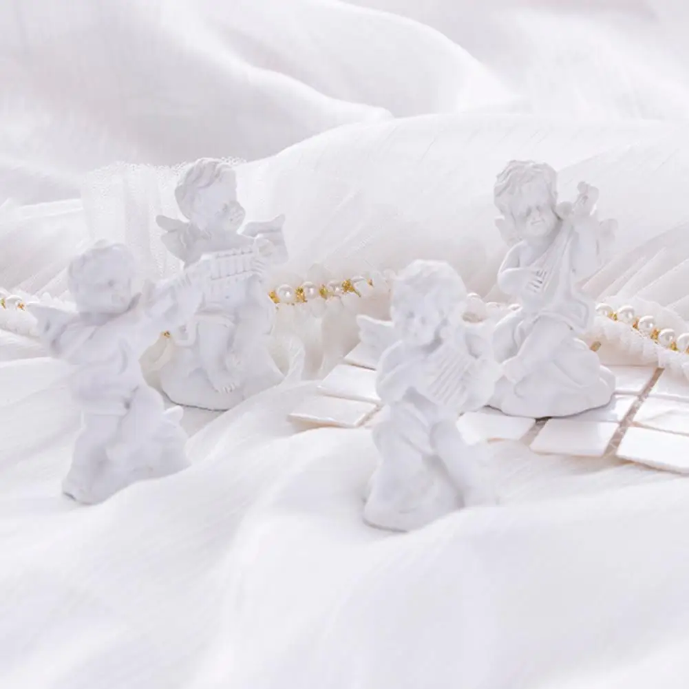 Mini Cute Angel Statue Small Cupid Figure Home Decor Music Fairy Model ...