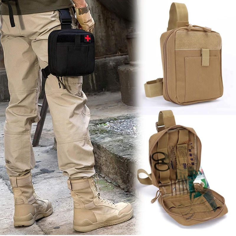 Tactical Leg Pack Bag Medical Drop Leg IFAK MOLLE First Aid Kit Thigh ...