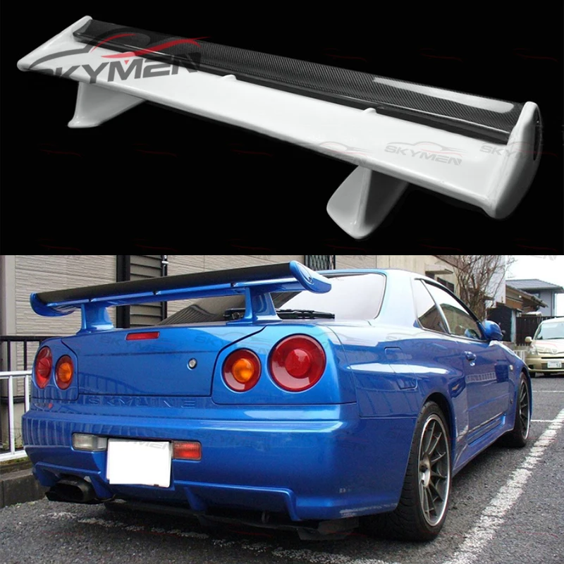 Car-styling-For-Skyline-R34-GTR-OEM-Carbon-Fiber-Rear-Trunk-Spoiler-FRP ...