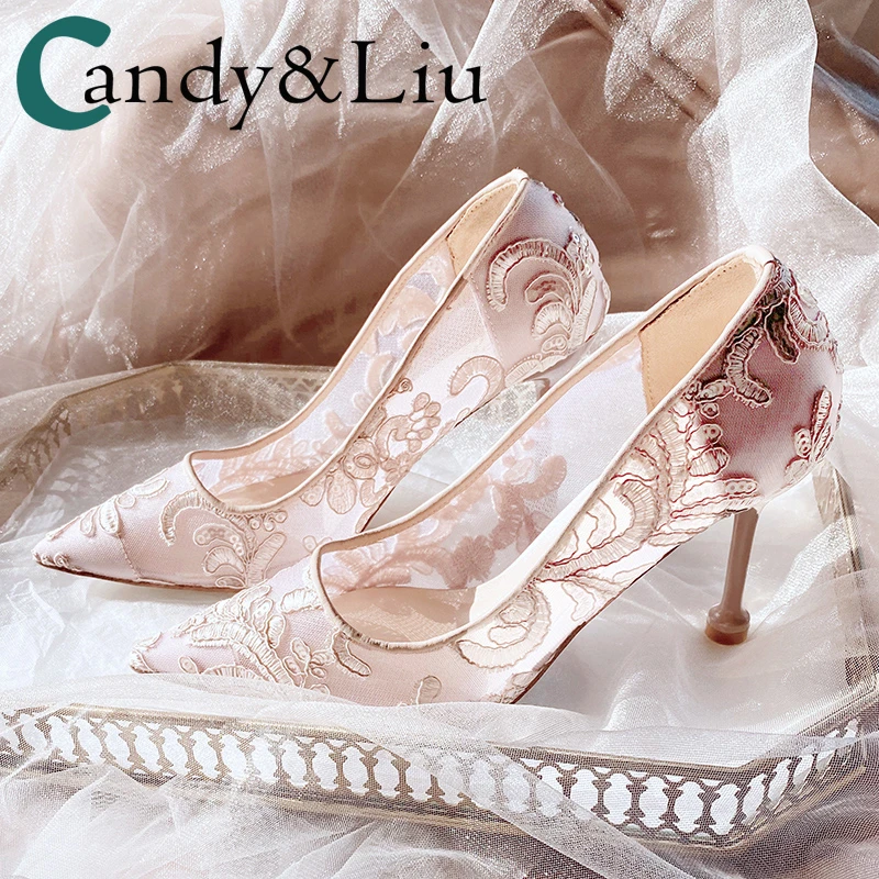 Light Cloud Embroidery High Heels Women's Wedding Shoes 2020 New Bridal ...