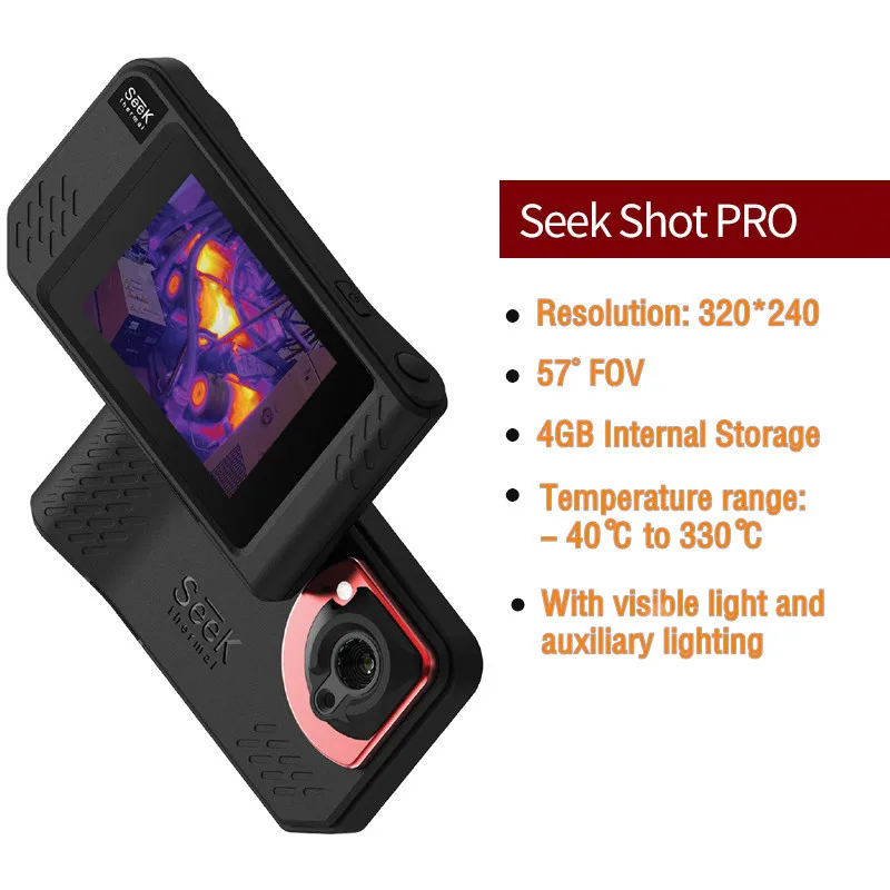 Seek SHOT PRO 열화상 카메라 온도계, IR 적외선 열화상 카메라, 비디오 대형 터치 스크린 해상도, 320x240 ...