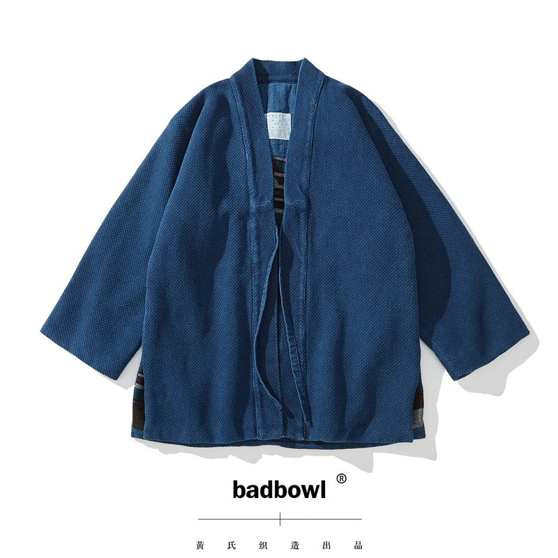 BADBOWL-Plant-INDIGO-Dyeing-Road-Robe-Heavy-Kendo-Fabric-Japanese-Retro ...