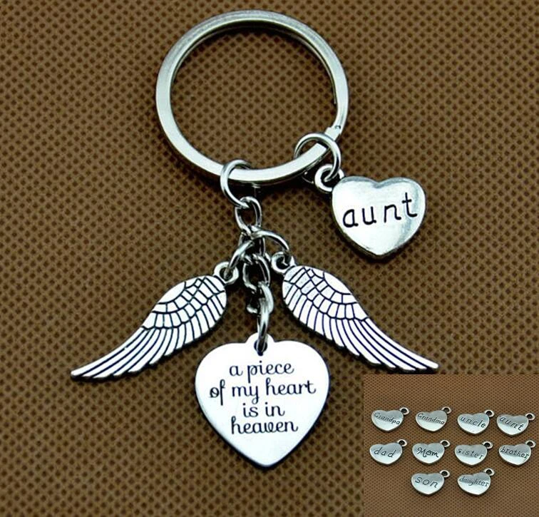 Angel Wing KeyChain, Memorial Key Chain, A piece of my heart is in ...