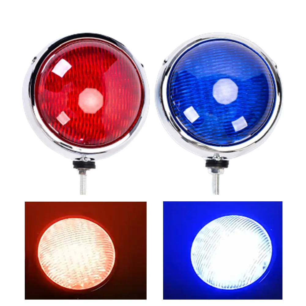 1 Set Police Motorcycle Strobe Lights Red Blue 12V 24V Patrol Motorbike ...