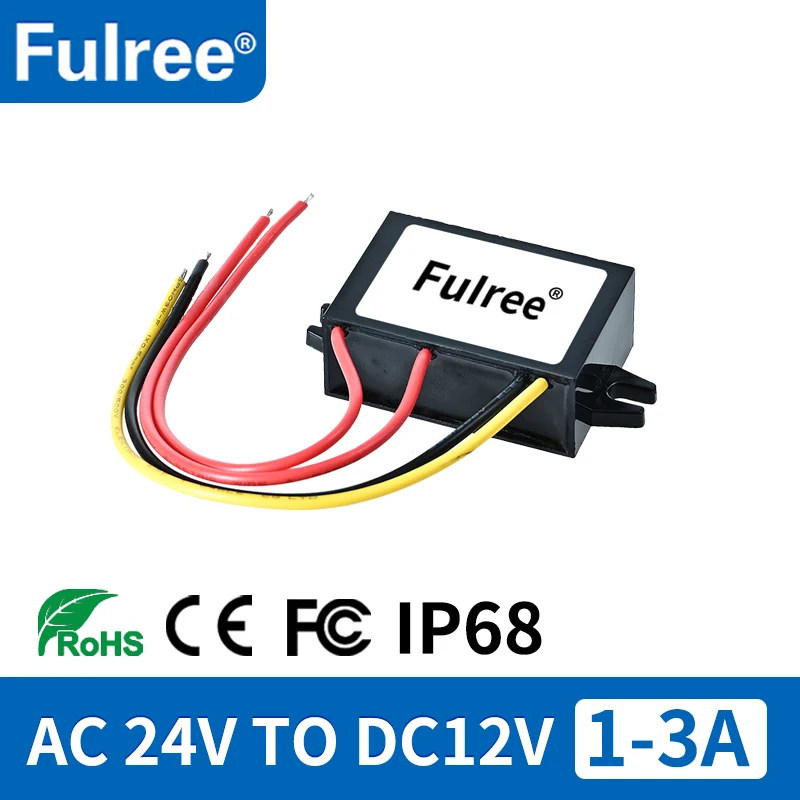Fulree® 24Vac to 12Vdc 1A 2A 3A 24V AC to 12V DC Step Down Voltage Buck ...
