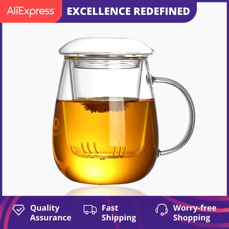 뚜껑 필터 550ml 있는 중국 스타일 차 머그잔 커피 컵 차 세트 머그잔 맥주 음료 사무실 머그잔 투명 음료 용기 유리 컵