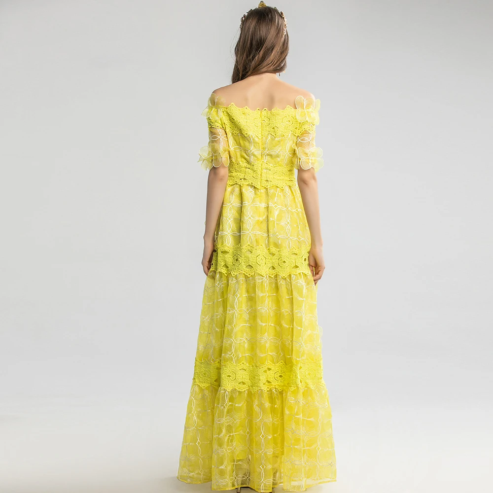 Red RoosaRosee Designer Women Summer Sexy Slash-neck Collar Embroidery ...