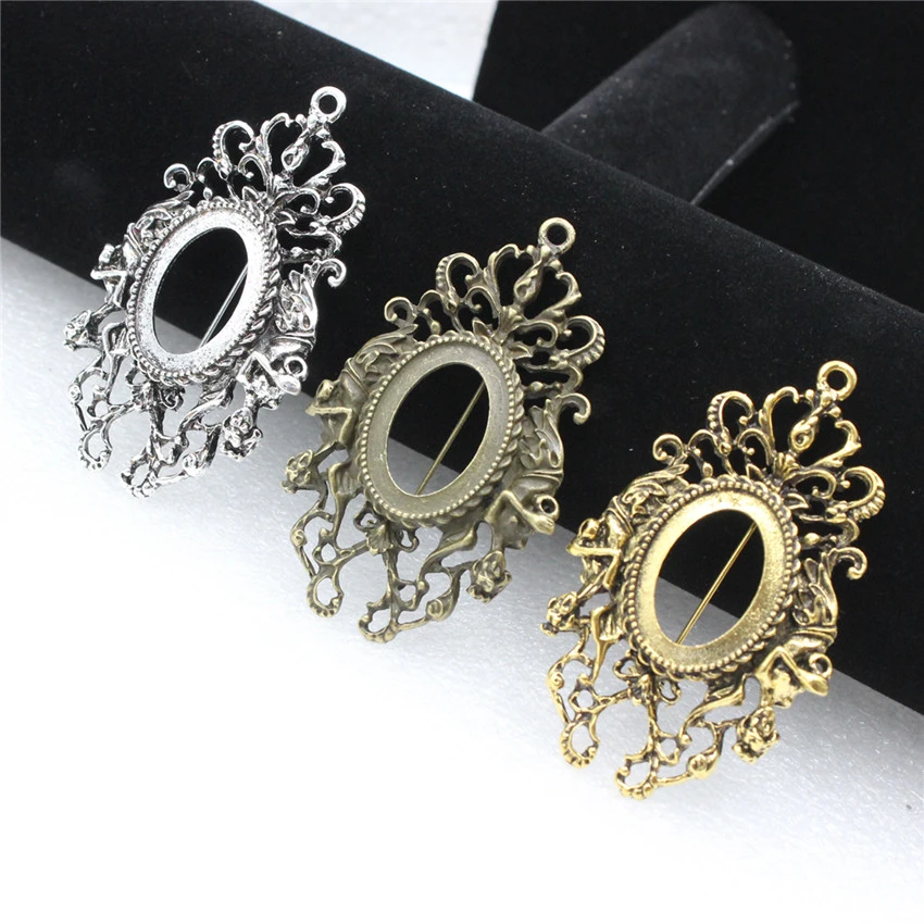 Fit 18x25mm Vintage Oval Brooch Blank Setting Bezel Tray Base Mermaid ...