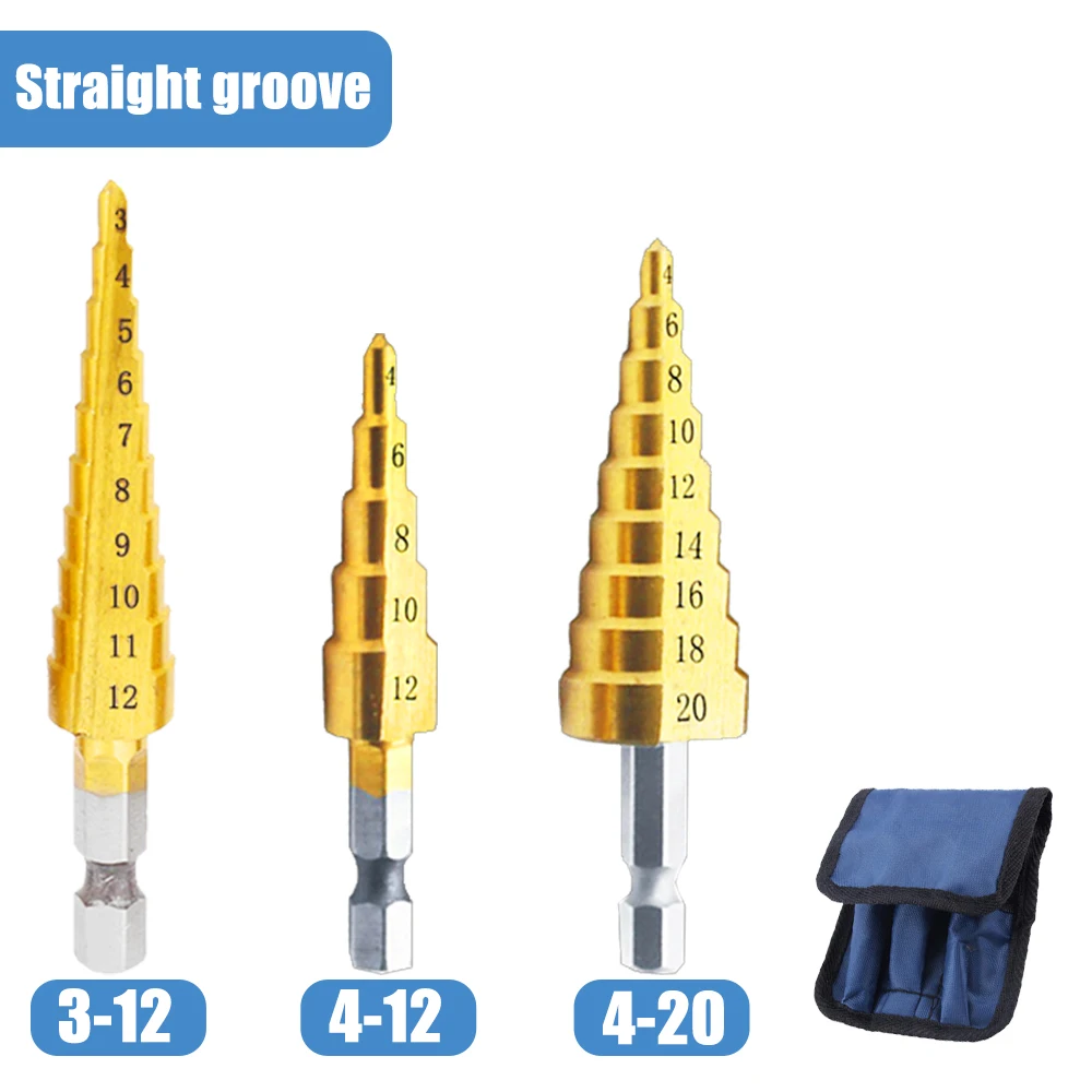 Foret-meche,jeu de forets étagés à rainure spirale droite,foret à cône ...