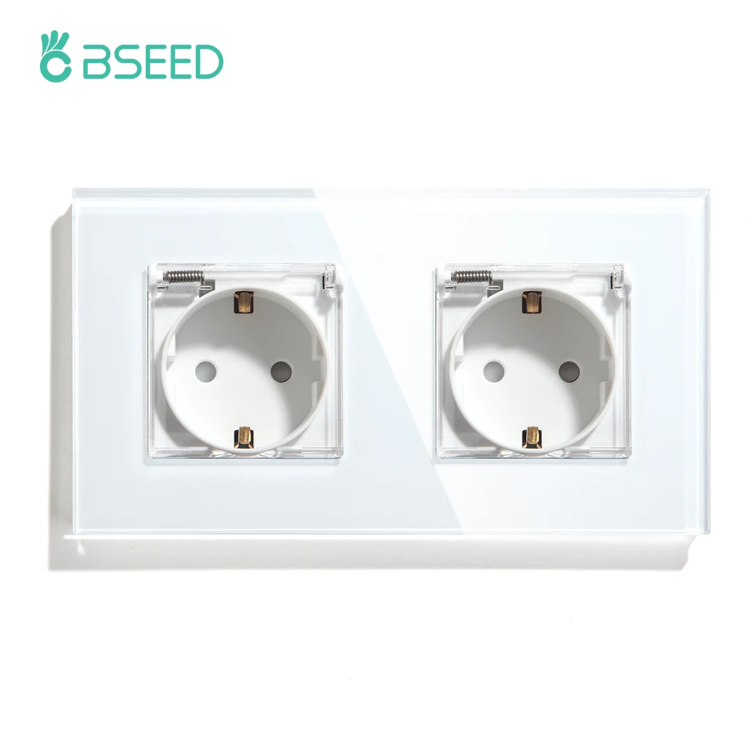 BSEED Waterproof EU Standard Wall Socket Double Crystal Mirror Glass ...
