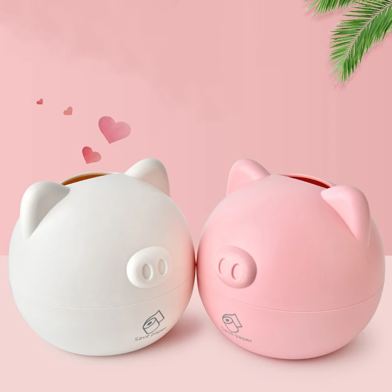 Pp Cute Pig Tissue Box Nordic Roll Paper Storage Box Round Shaped ...