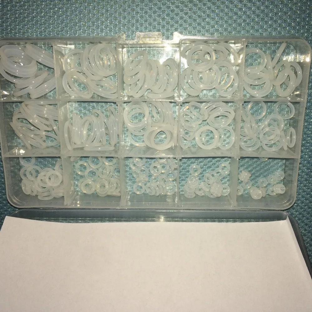 15 Sizes 225 x Food Grade Silicone Rubber O Ring Box O Ring Kit Washer ...