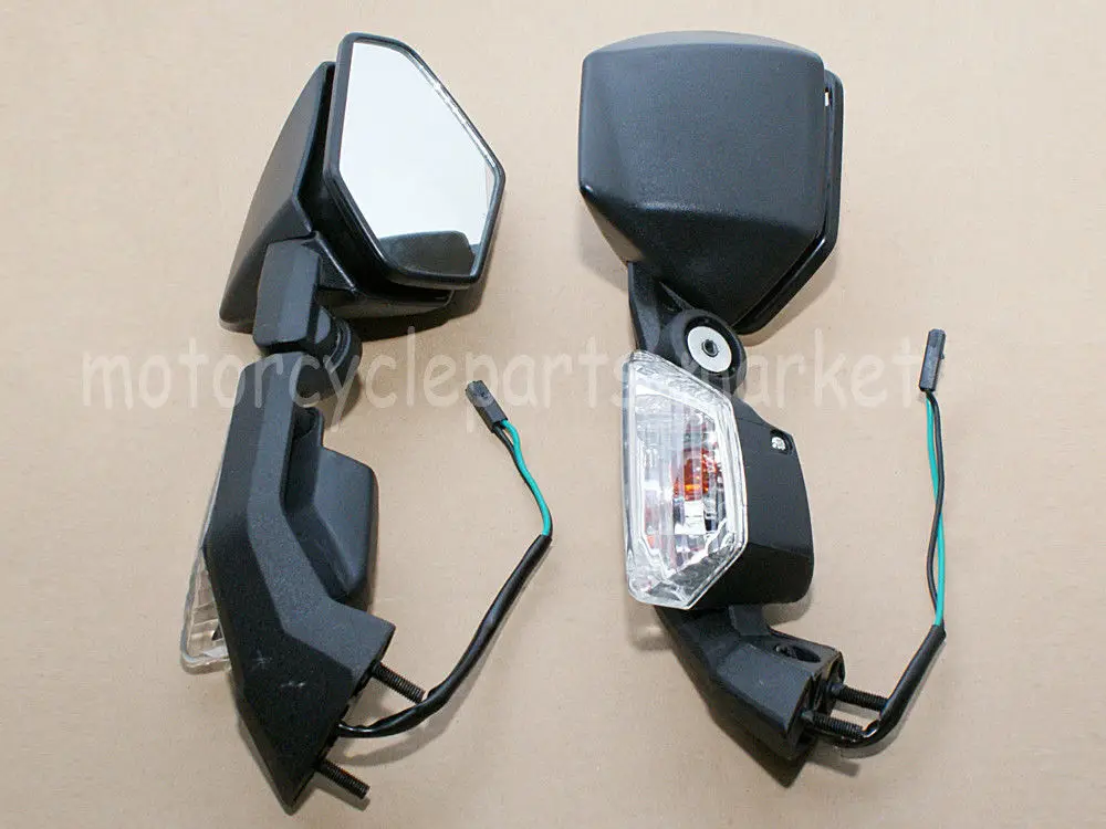 Pair Black Motorcycle LED Turn Signal Mirror Rearview Side Mirrors For ...