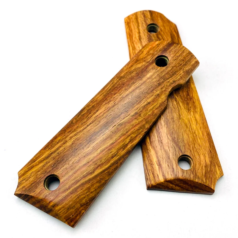 2Pieces-Gun-1911-Grips-African-yellow-pear-wood-Handle-Grips-Patch ...