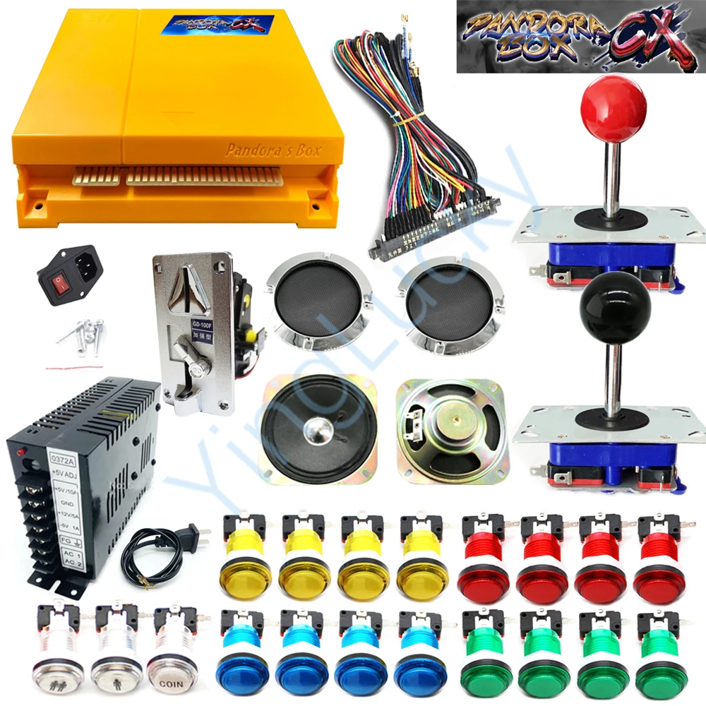 Pandora box arcade diy joysticks kit + arcade 12V5v power speaker box ...