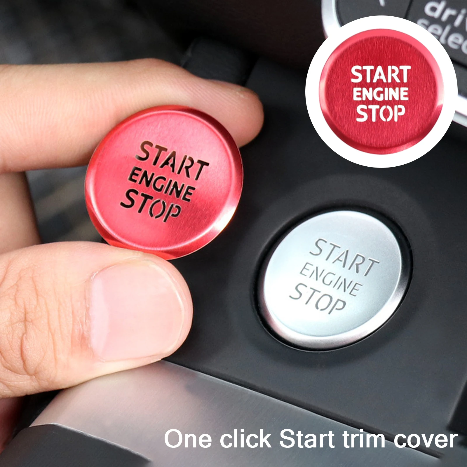 3D Metal Car Engine Start Stop Button Translucent Cover Case For Audi ...