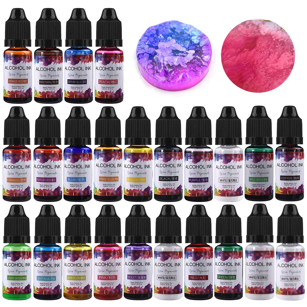 24-Colors-Set-10ml-Art-Ink-Alcohol-Resin-Pigment-Kit-Liquid-Colorant ...