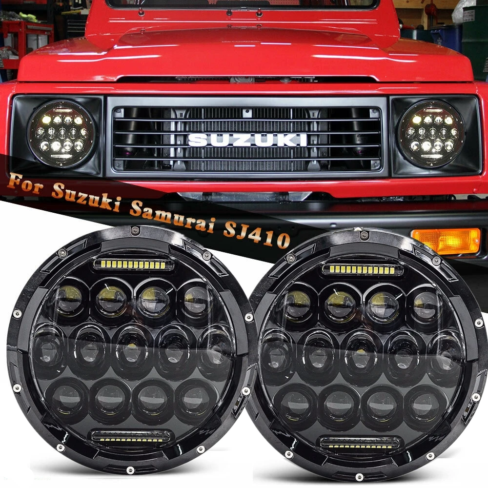 For Suzuki Samurai SJ410 7 inch LED Round Headlights DRL Hi Lo Beam ...