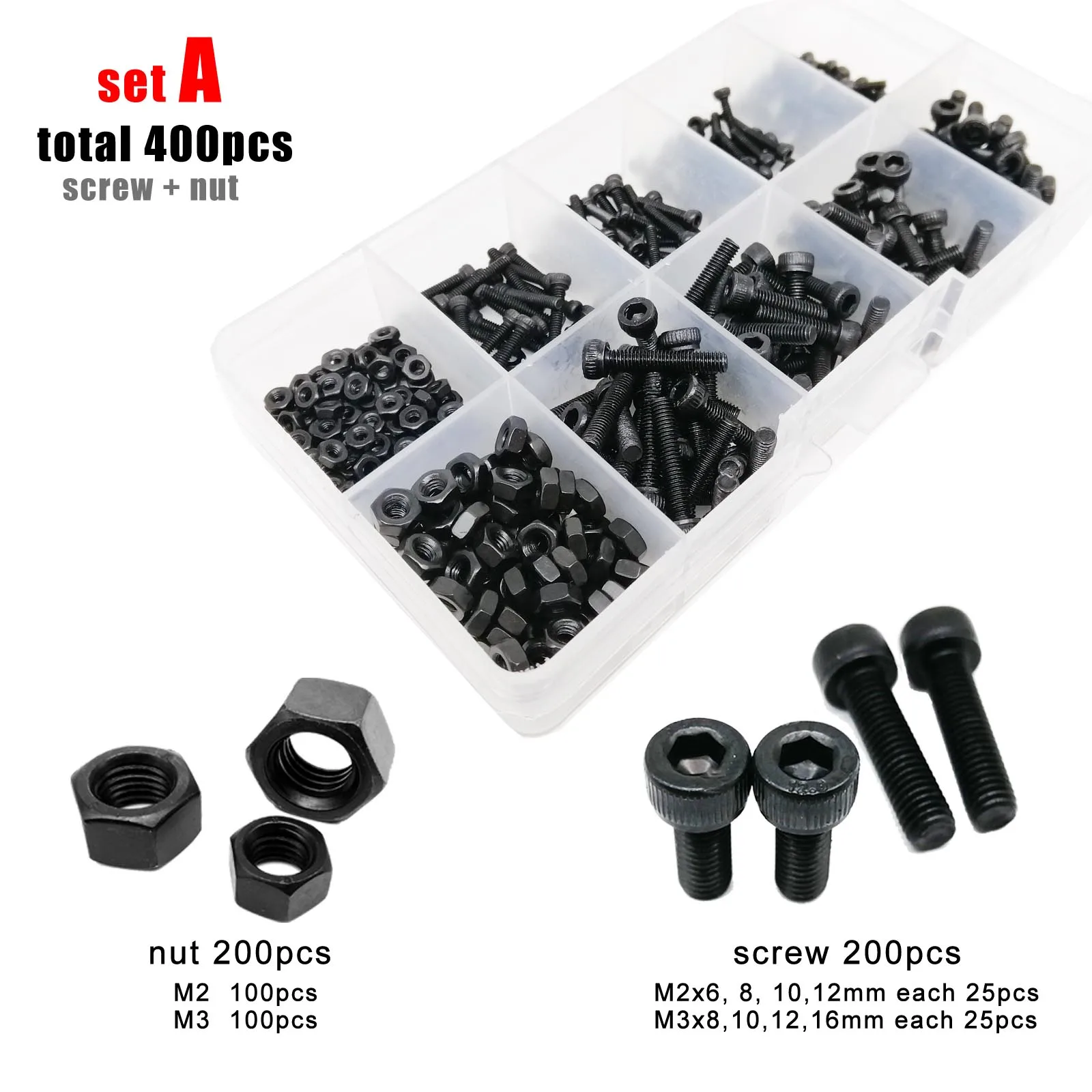 VIS,set D 2100pcs--Kit'assortiment de rondelles'écrou, 400-2100 pièces, M1.6 M2 M2.5 M3 M4 ...