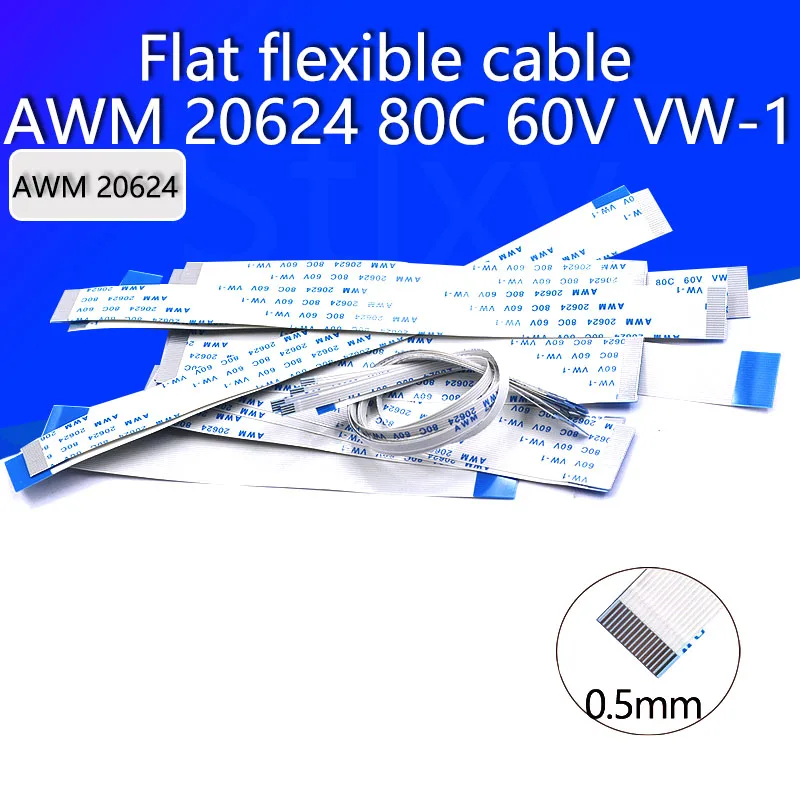 Cable plano flexible FFC FPC, cable LCD AWM 20624 80C 60V VW 1, cable de conexión plana de 6/10 ...