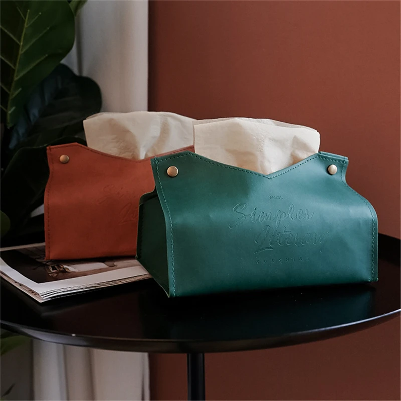 Leather Tissue Box Drawer Tray Ins Wind Home Bedroom Guest Restaurant ...
