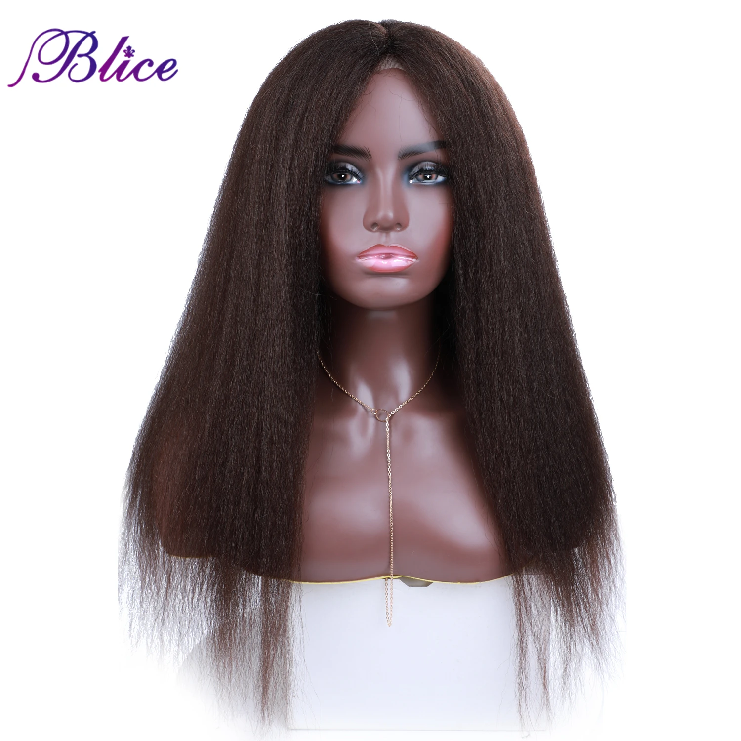 Blice 2x4 Hand Made Fringe Middle Part Wig Synthetic Hair Extensions ...