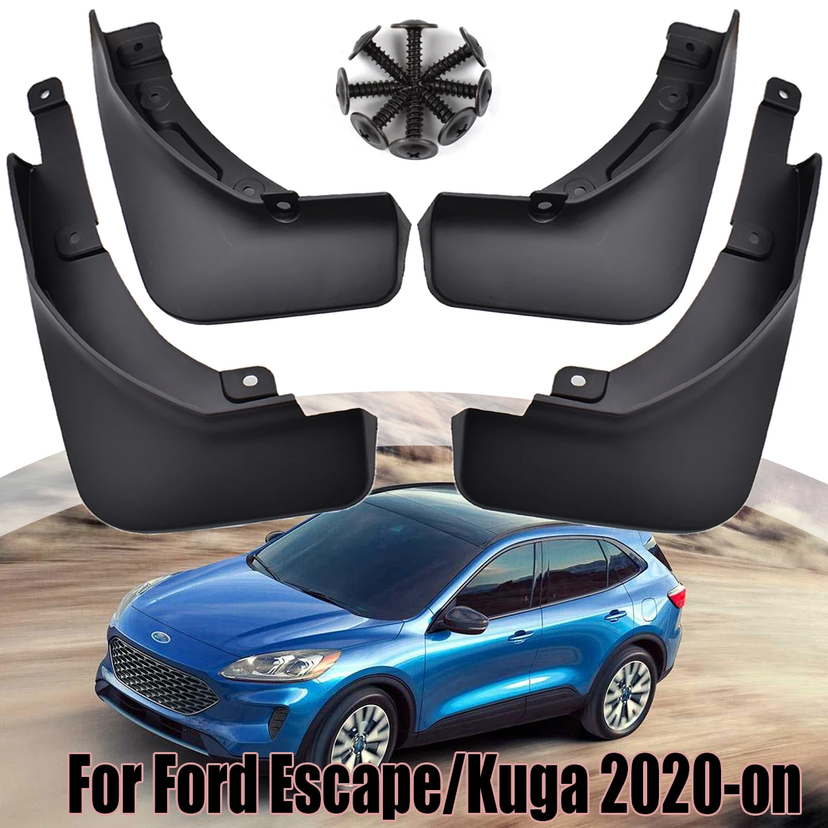 4pcs 포드 이스케이프 Mk4 Kuga Mk3 2020 2021 자동차 머드 플랩 스플래쉬 가드 머드 플랩 프런트 리어 펜더