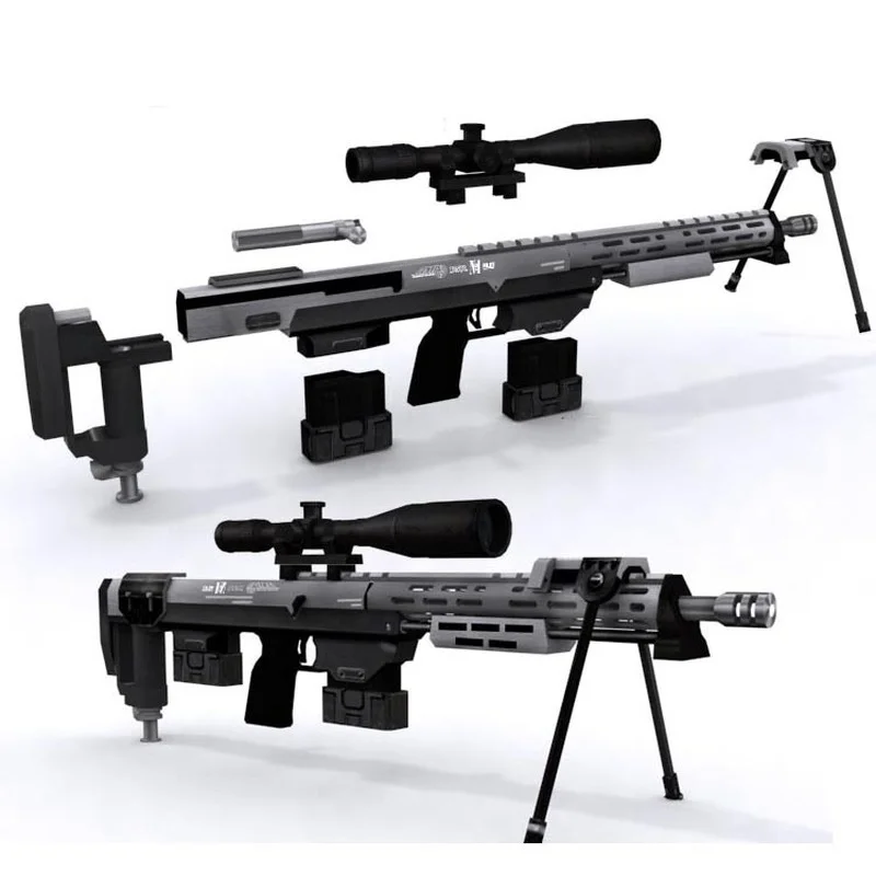 DSR-1 Sniper Rifle 3D Paper Model 1:1 Scale Handmade Papercraft Gun Toy