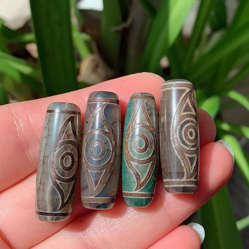 1PC 30mm Phoenix Eyes Natural Tibetan Dzi Agates Beads Reiki Healing ...