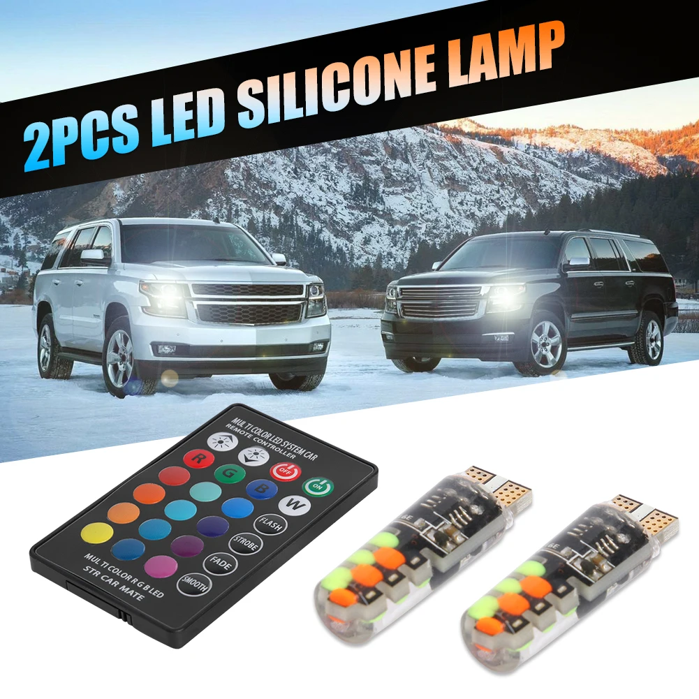 For You two T10 led cob RGB remote control car bulb map to spread ...